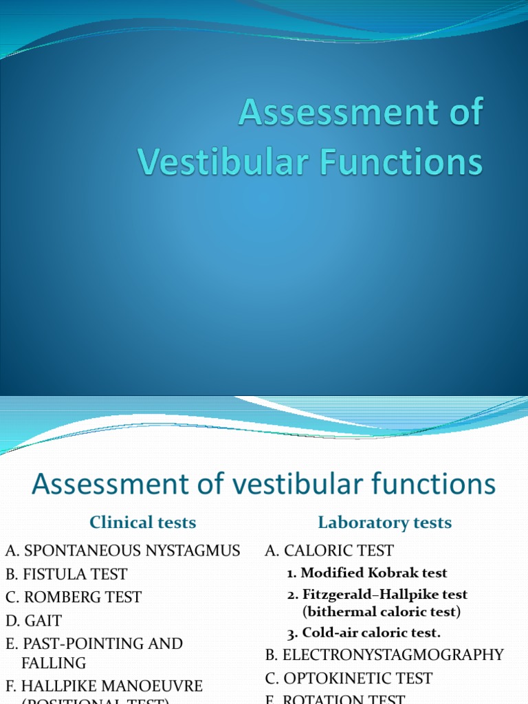 Vestibular Function Tests | PDF | Vestibular System | Vertigo