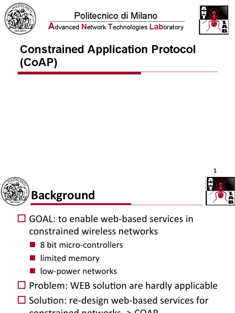 Constrained Application Protocol (Coap) : Politecnico Di Milano | PDF | Hypertext Transfer ...