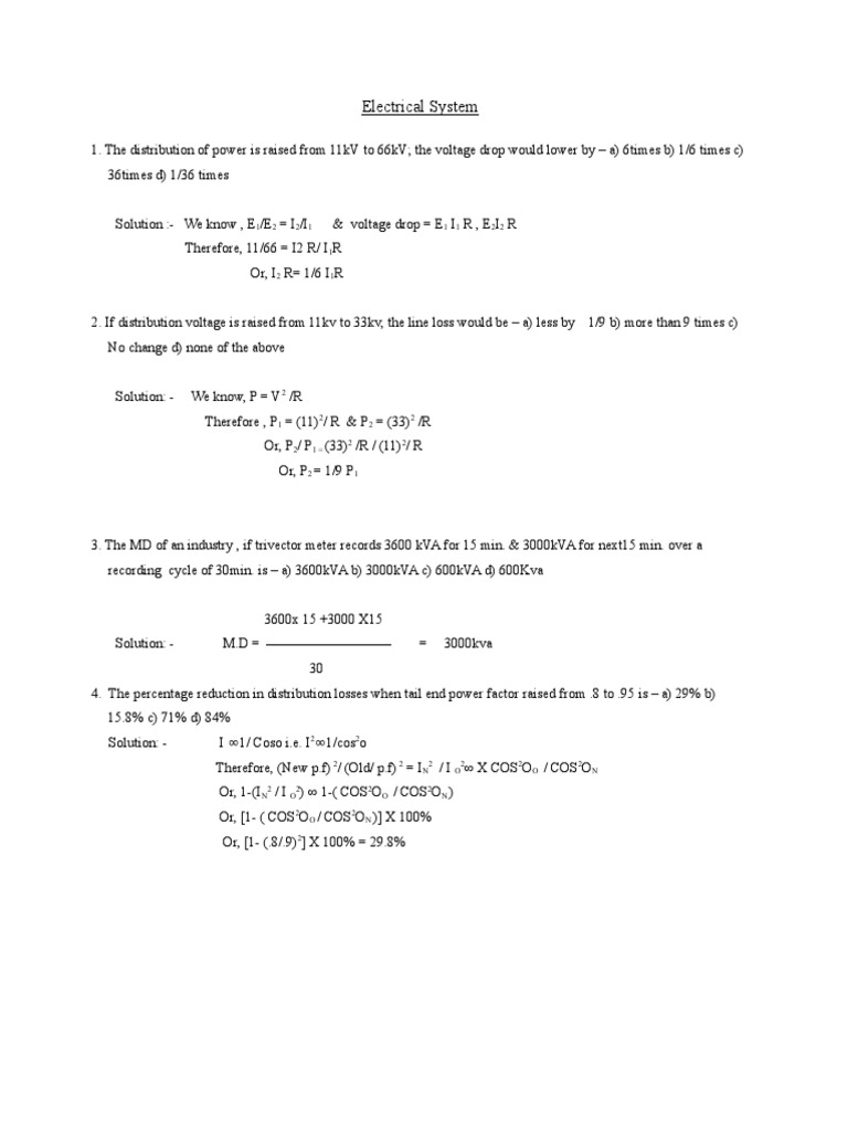 Solution of Electrical Questions | PDF | Electrical Engineering ...