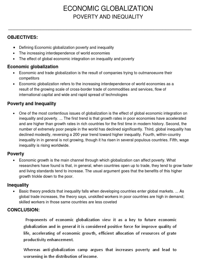 Economic Globalization: Poverty and Inequality | PDF | Economic ...