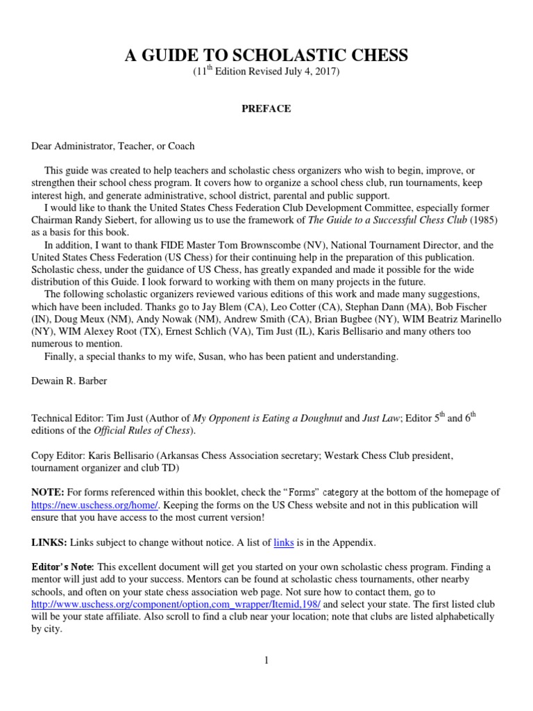 A Guide To Scholastic Chess | PDF | Chess | Schools