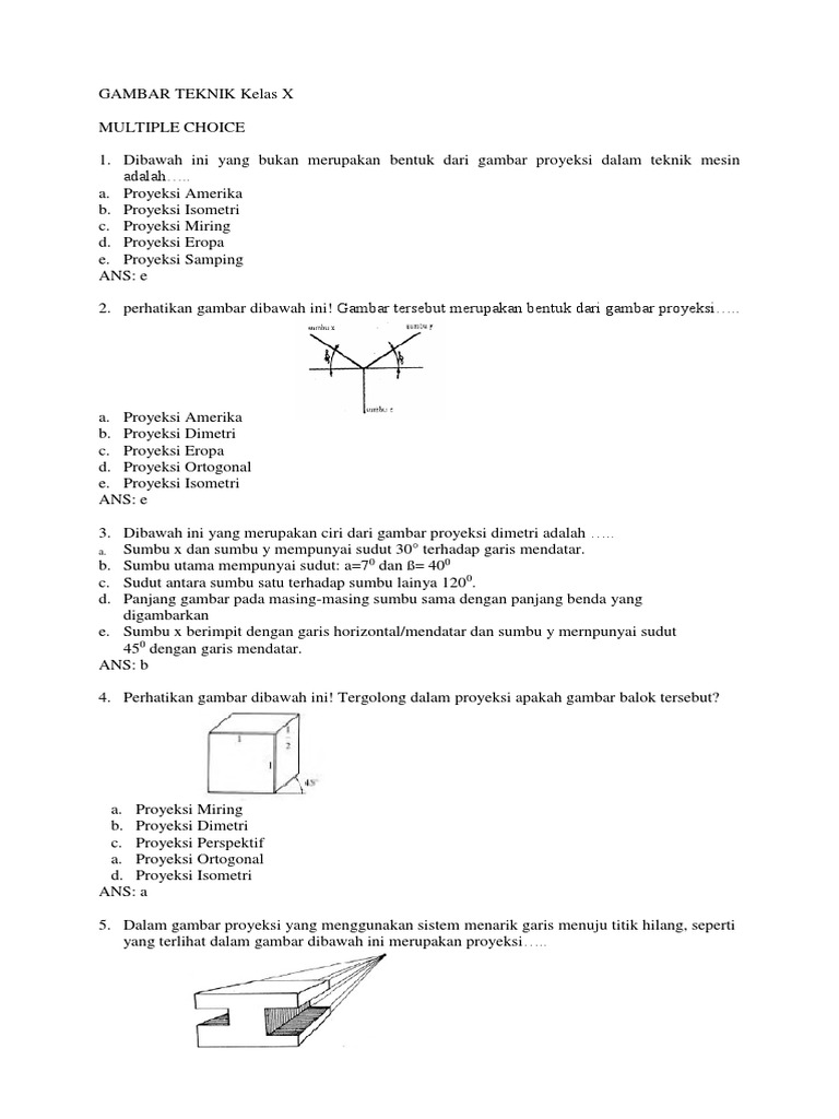 Soal Gambar Teknik Kelas X TKR | PDF