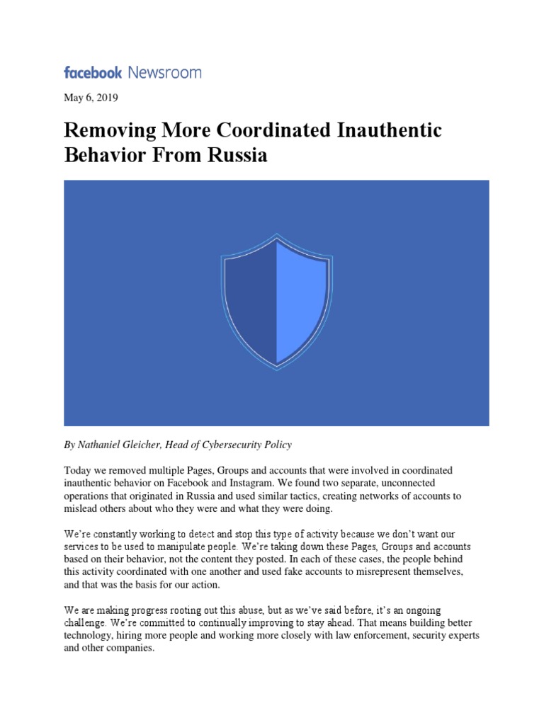 Removing More Coordinated Inauthentic Behavior From Russia: by ...