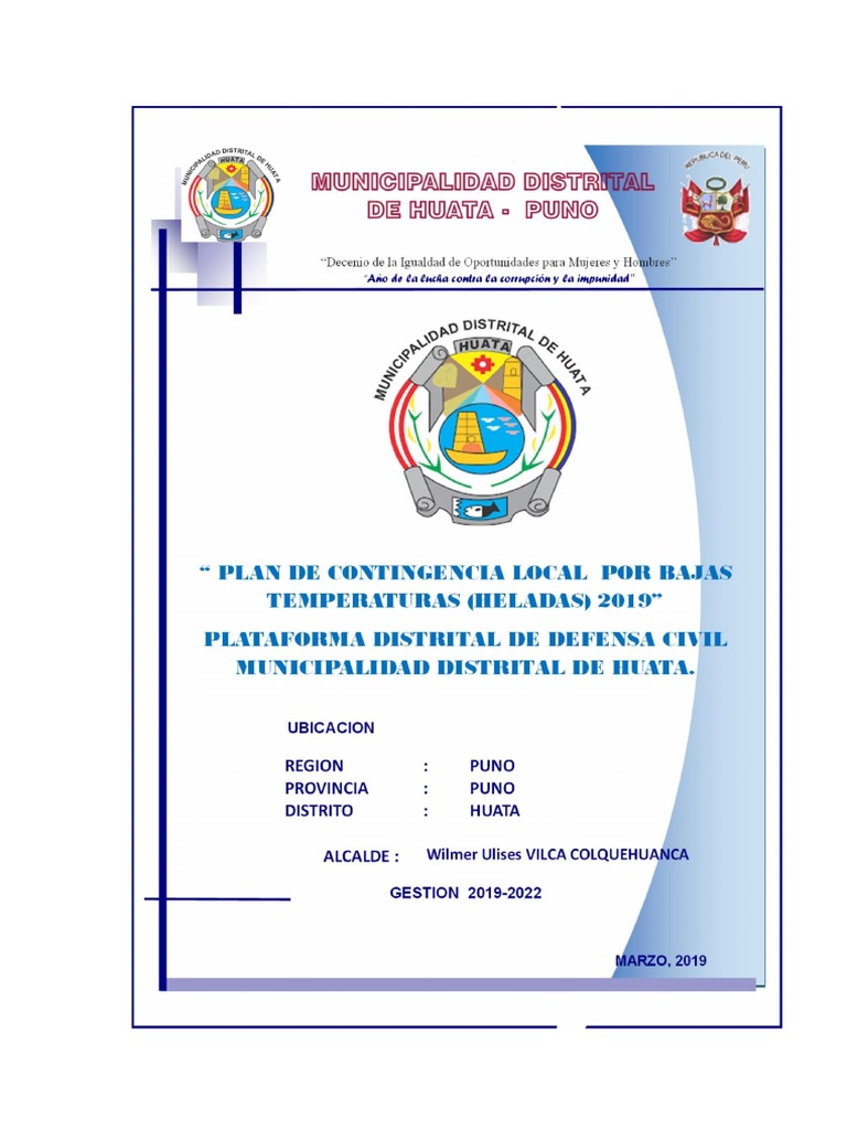 Plan de Contingencias Ante Bajas Temeppraturas Modificable | PDF | Defensa Civil | Precipitación