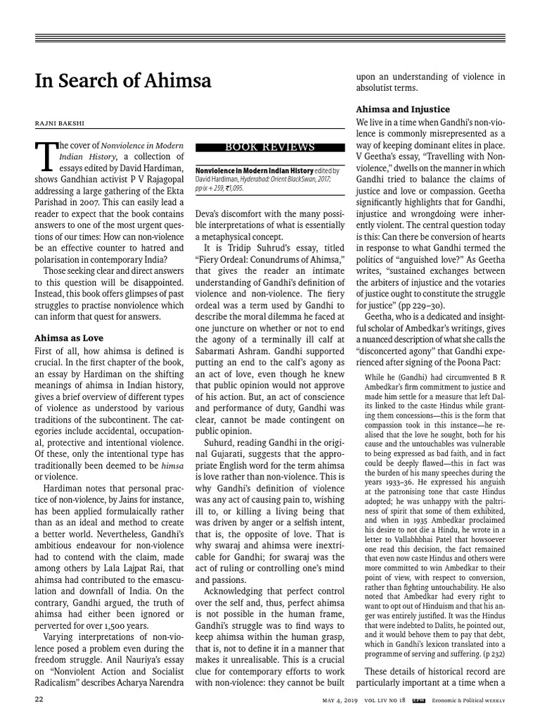 In Search of Ahimsa: Book Reviews | PDF | Nonviolence | Ahimsa