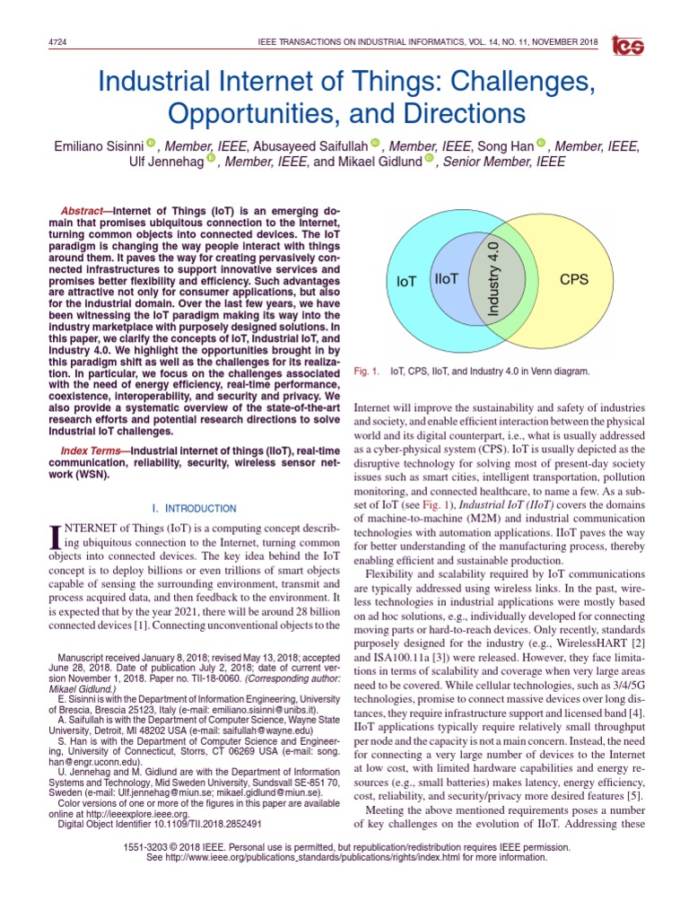 Industrial Internet of Things - Challenges 2018 | PDF | Internet Of ...