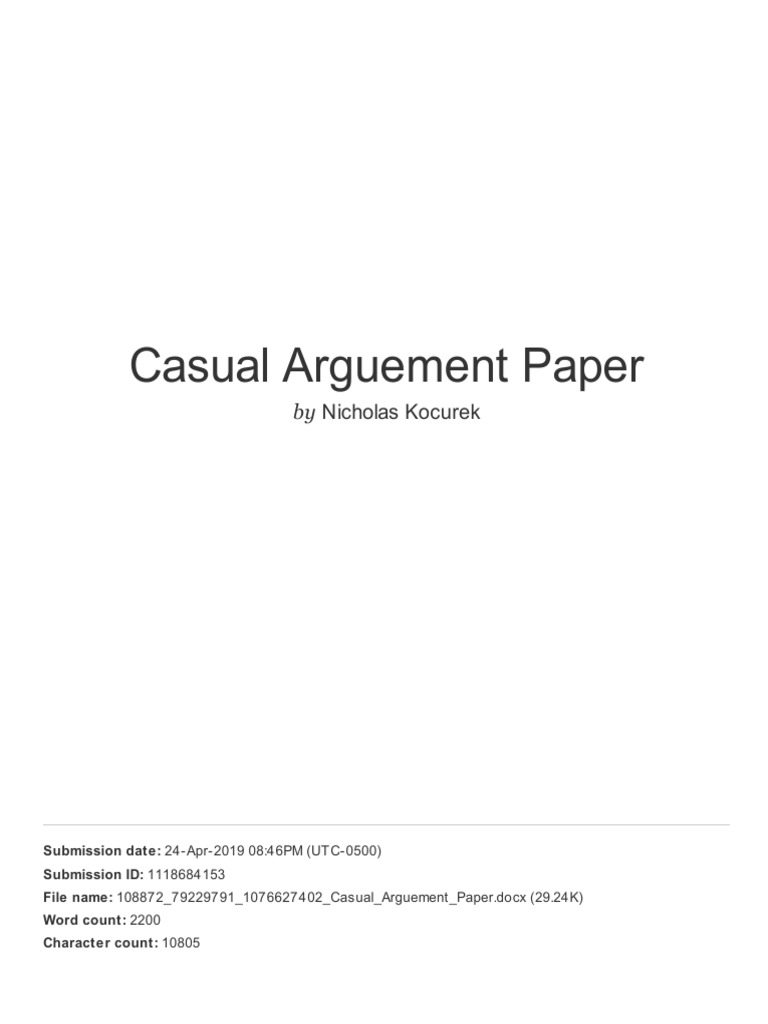 Casual Arguement Paper: by Nicholas Kocurek | PDF