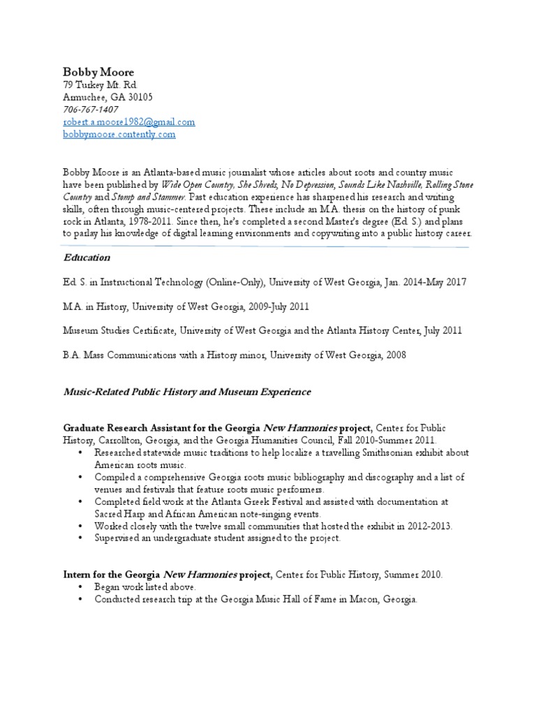 Moore Resume 2018 | PDF | Georgia (U.S. State) | Academia