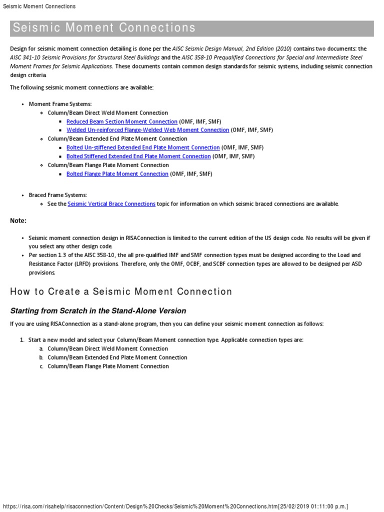 RISA Seismic Moment Connections | Download Free PDF | Structural Steel ...