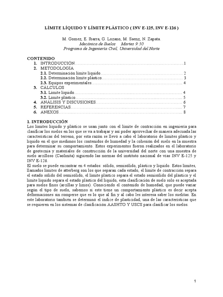 Limite Liquido y Limite Plastico | PDF | Laboratorios | Materiales