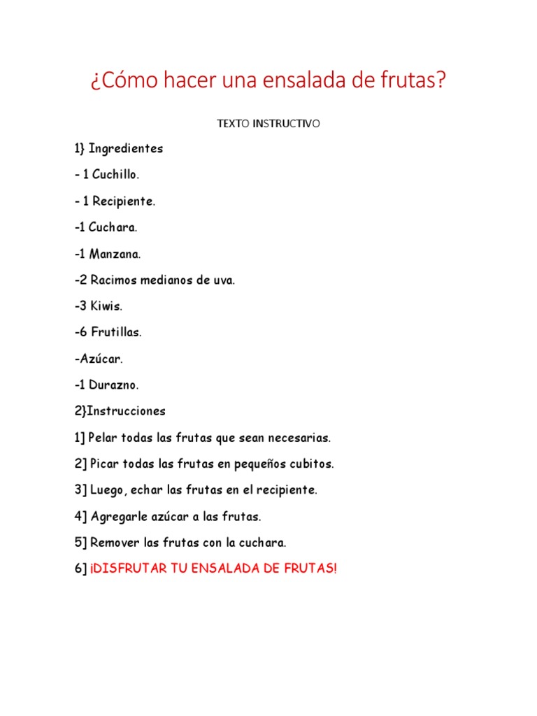 Cómo Hacer Una Ensalada de Frutas | PDF