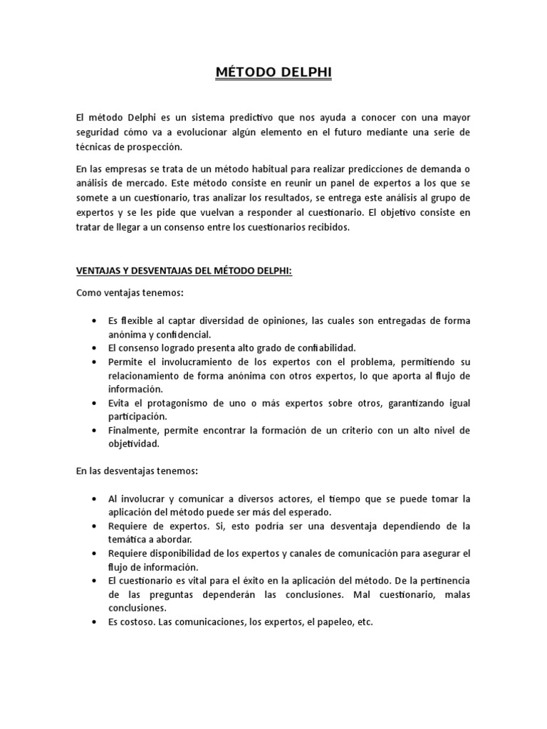 Método Delphi | PDF | Cuestionario | Análisis FODA