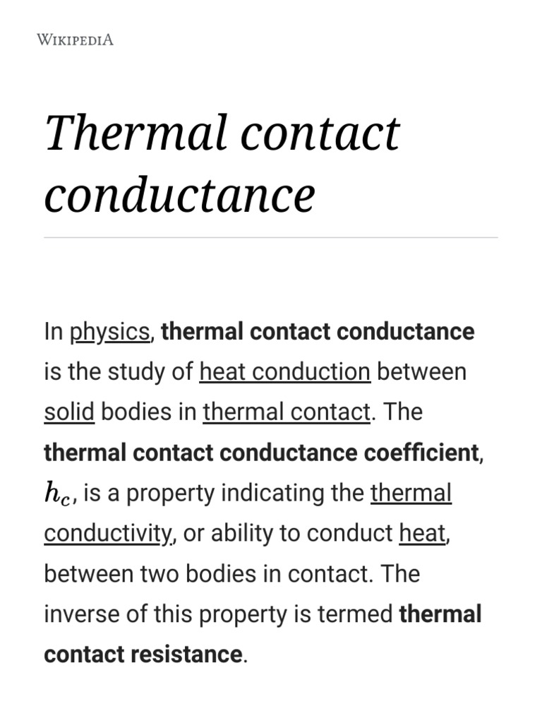 Thermal Contact Conductance - Wikipedia PDF | PDF | Thermal ...