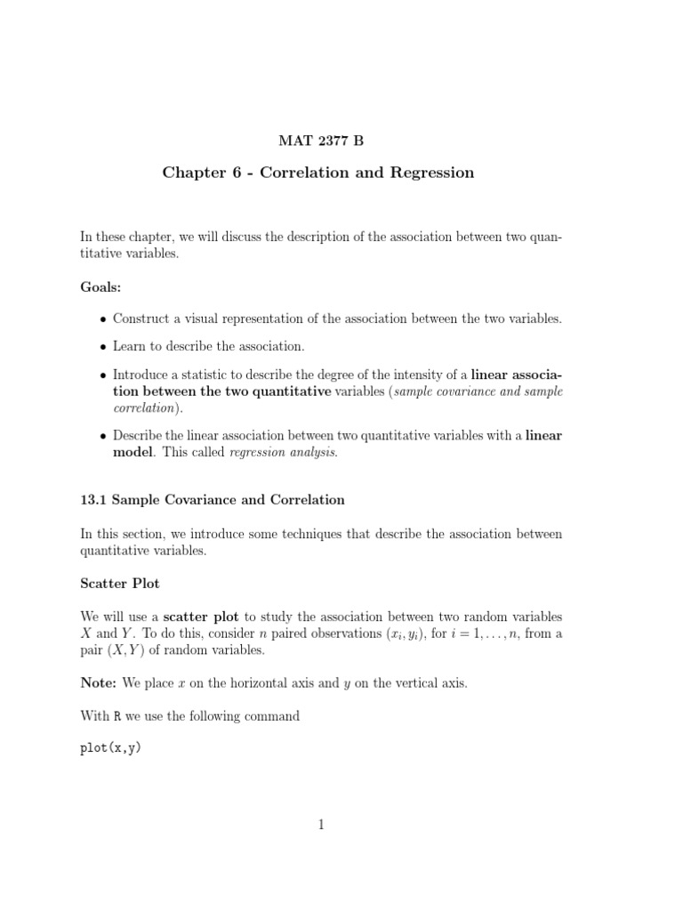 Chapter 6 - Correlation and Regression | PDF | Covariance | Correlation ...