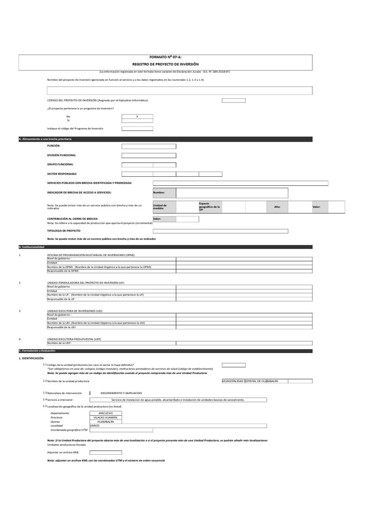 Formato 7A | PDF | Valor presente neto | Saneamiento