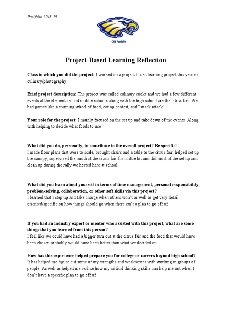 PBL Reflection | PDF