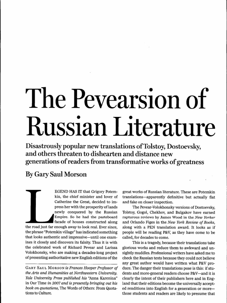 The Pevearsion of Russian Literature | PDF | Dead Souls