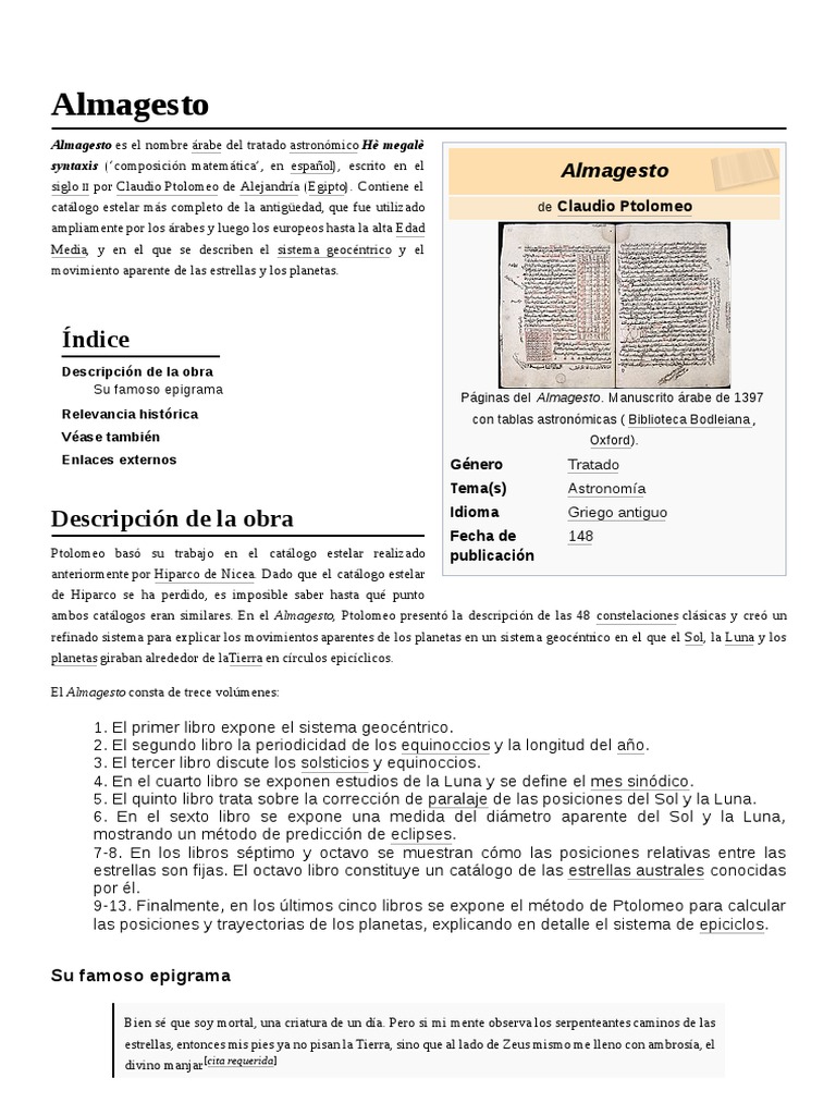 Almagesto | PDF | Ptolomeo | Astronomía