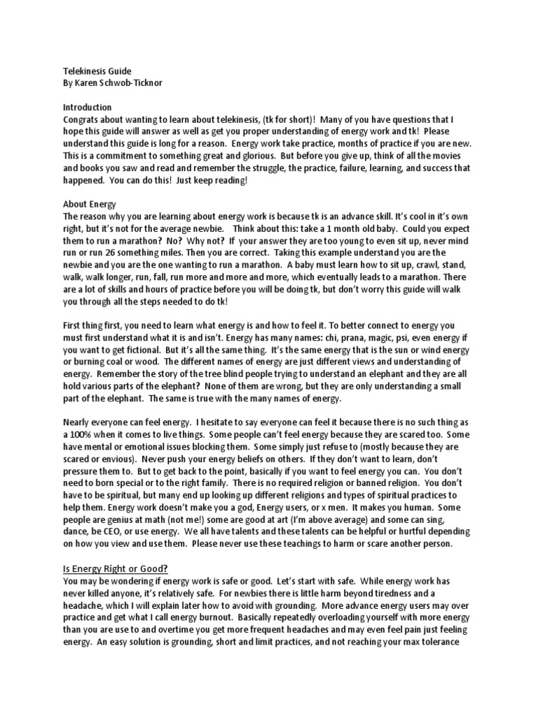 Telekinesis Guide | PDF | Anger | Feeling