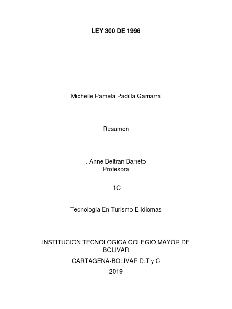Ley 300 de 1996 | PDF | Agencia de viajes | Turismo