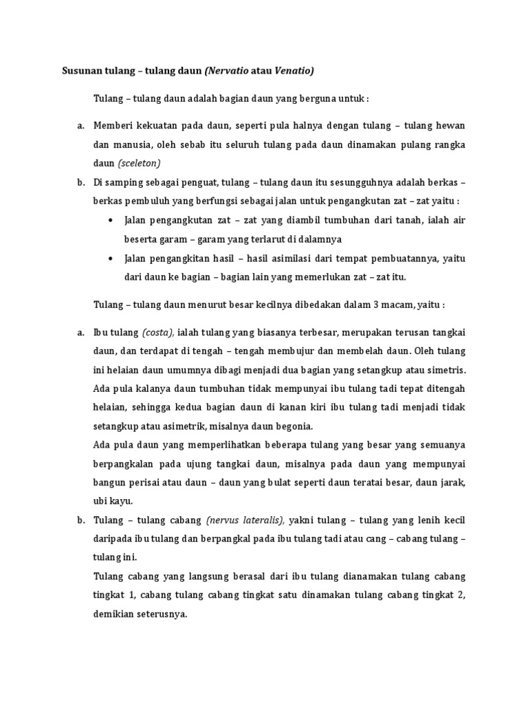 Susunan Tulang Daun | PDF