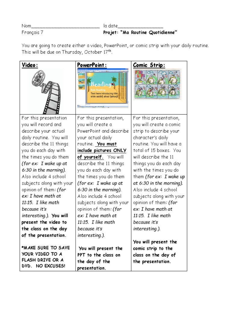 Daily Routine Project | PDF