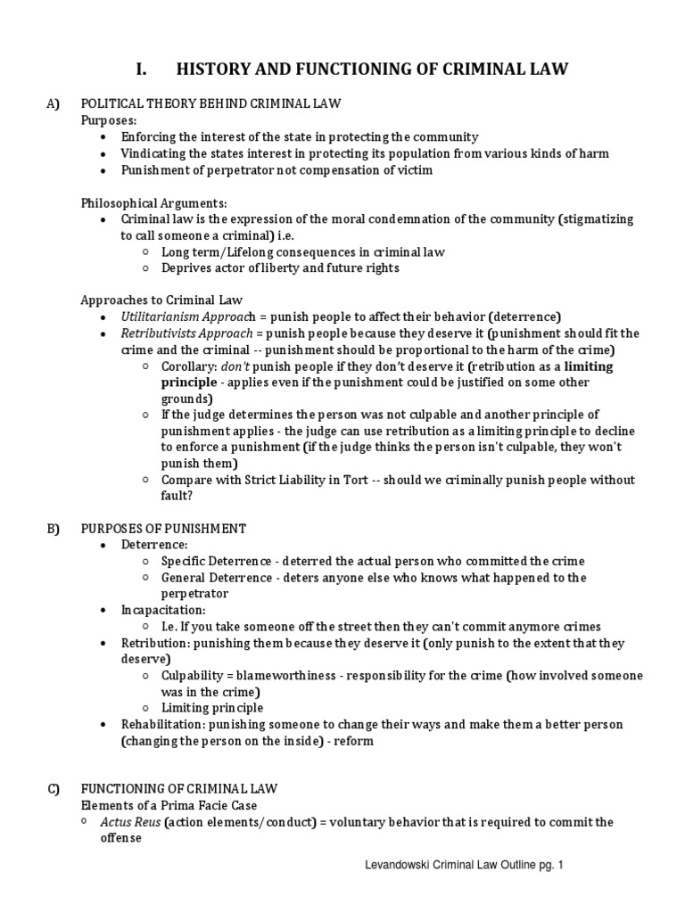 Criminal Law Outline | PDF | Manslaughter | Murder