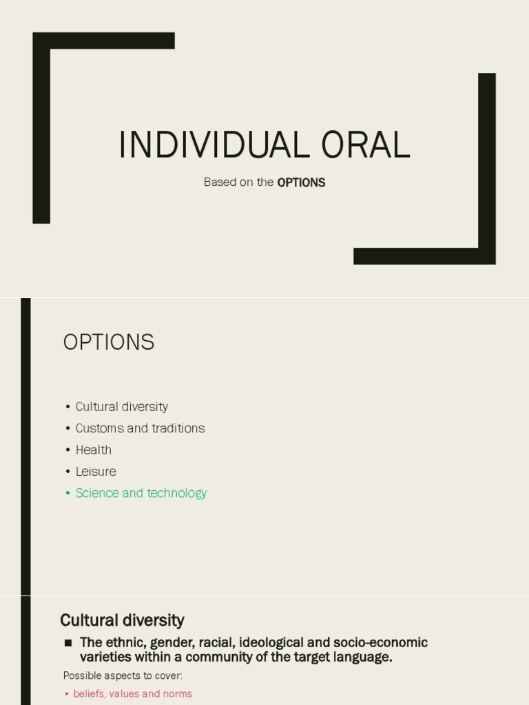 Individual Oral OPTIONS | PDF