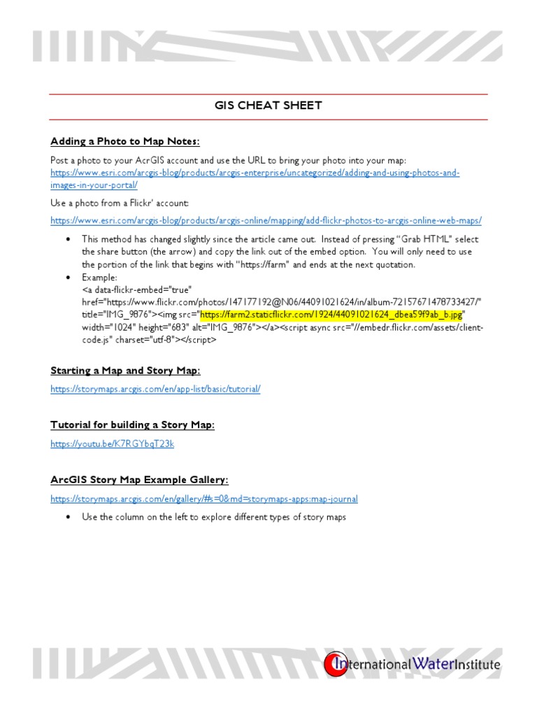 Adding A Photo To Map Notes:: Gis Cheat Sheet | Pdf