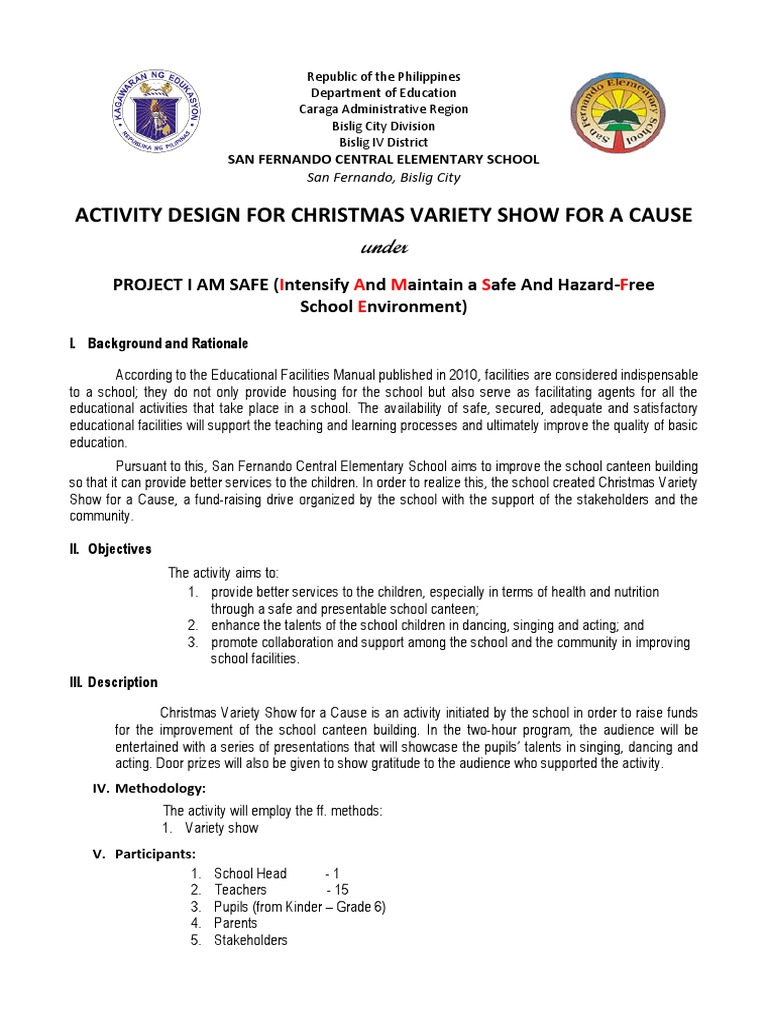 Activity Design For Christmas Variety Show | PDF