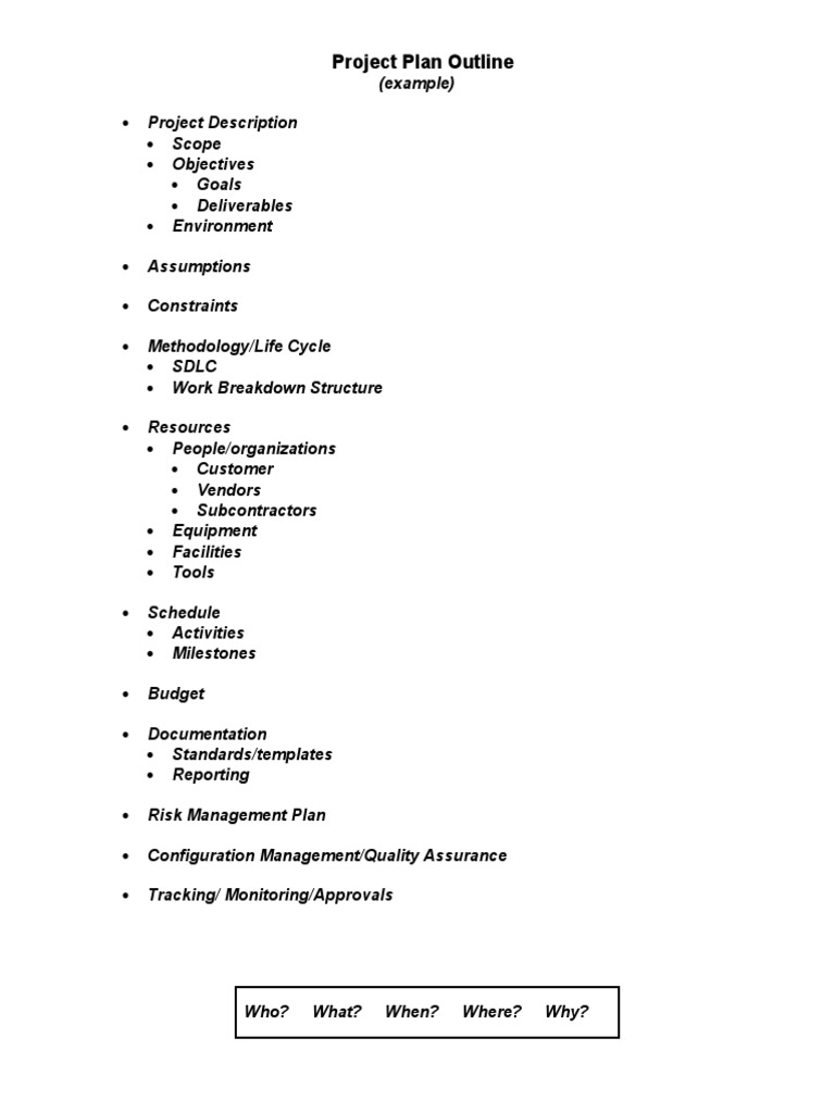 Project Plan Outline: (Example) | PDF