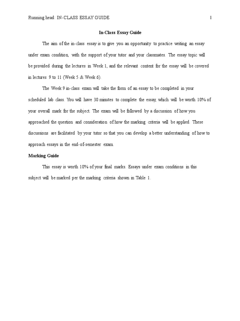 An In-Class Essay Guide: Preparing Students for Success on Timed ...