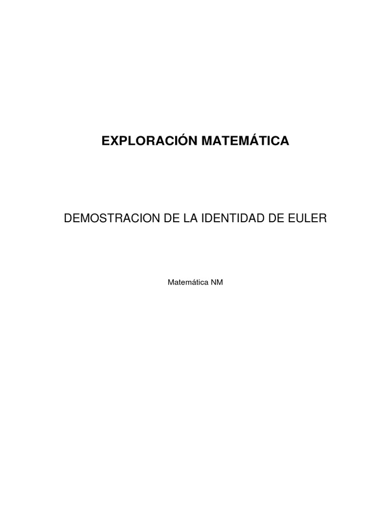Demostración de La Identidad de Euler PDF | PDF | Análisis complejo | Análisis matemático