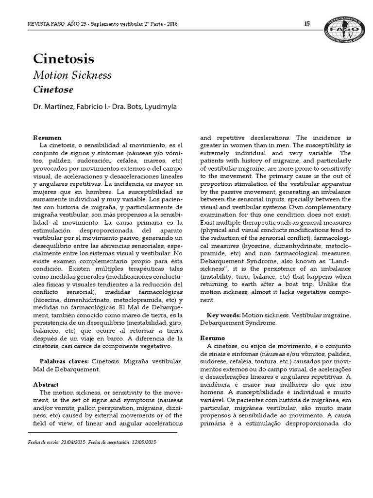 Cinetosis | PDF | Medicina CLINICA | Drogas