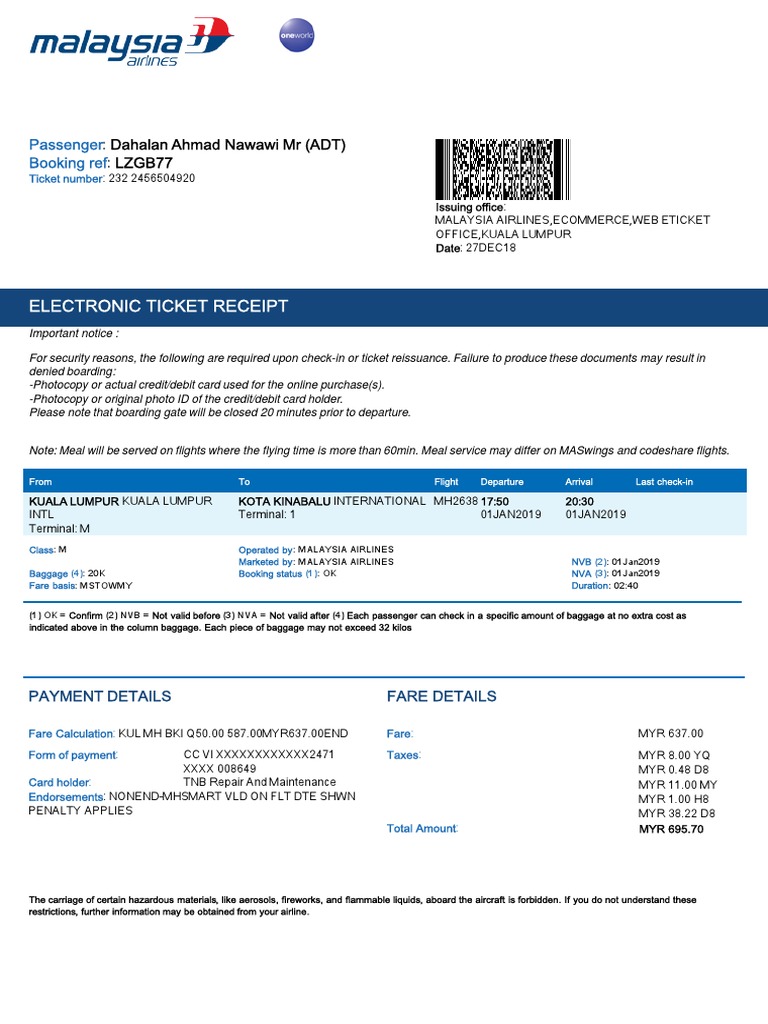Your Electronic Ticket-EMD Receipt | PDF | Services (Economics) | Aviation