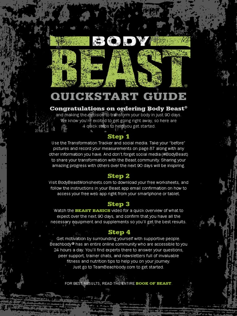 Quickstart Guide: Congratulations On Ordering Body Beast | PDF | Lifestyle