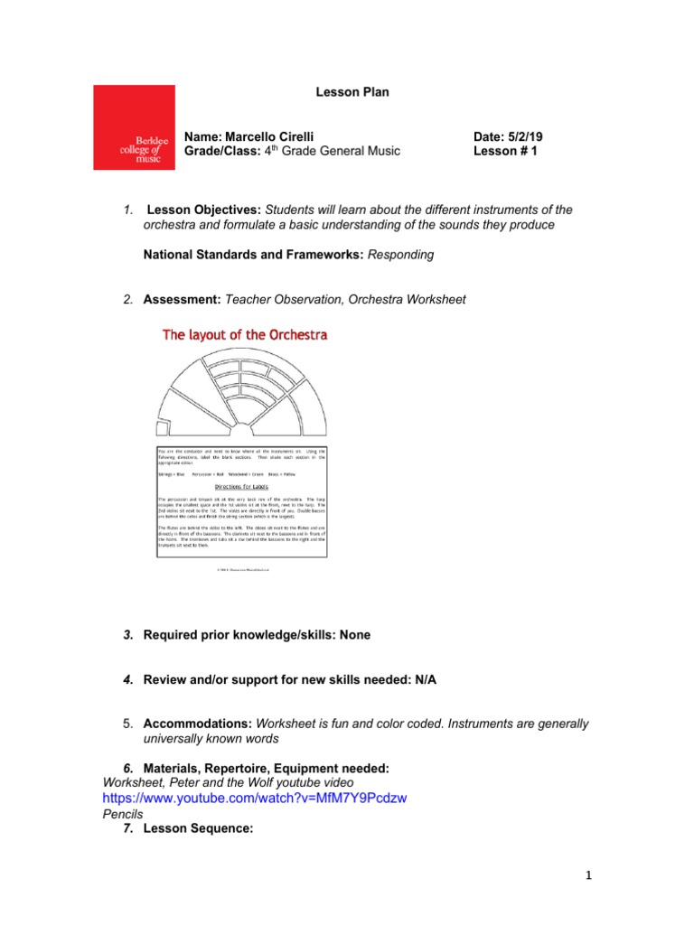Grade General Music: Lesson Plan | PDF