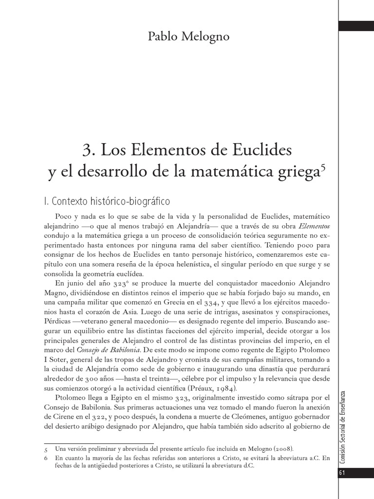 Los Elementos de Euclides y El Desarrollo de La Matemática Griega PDF ...