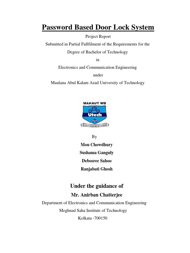 Password Based Door Lock System Using 8051 Microcontroller | PDF | Transistor | Capacitor
