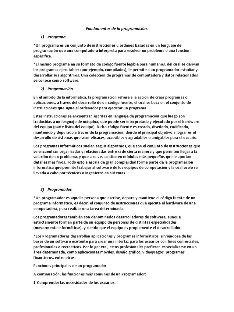 Fundamentos de La Programación | PDF | Programación de computadoras ...