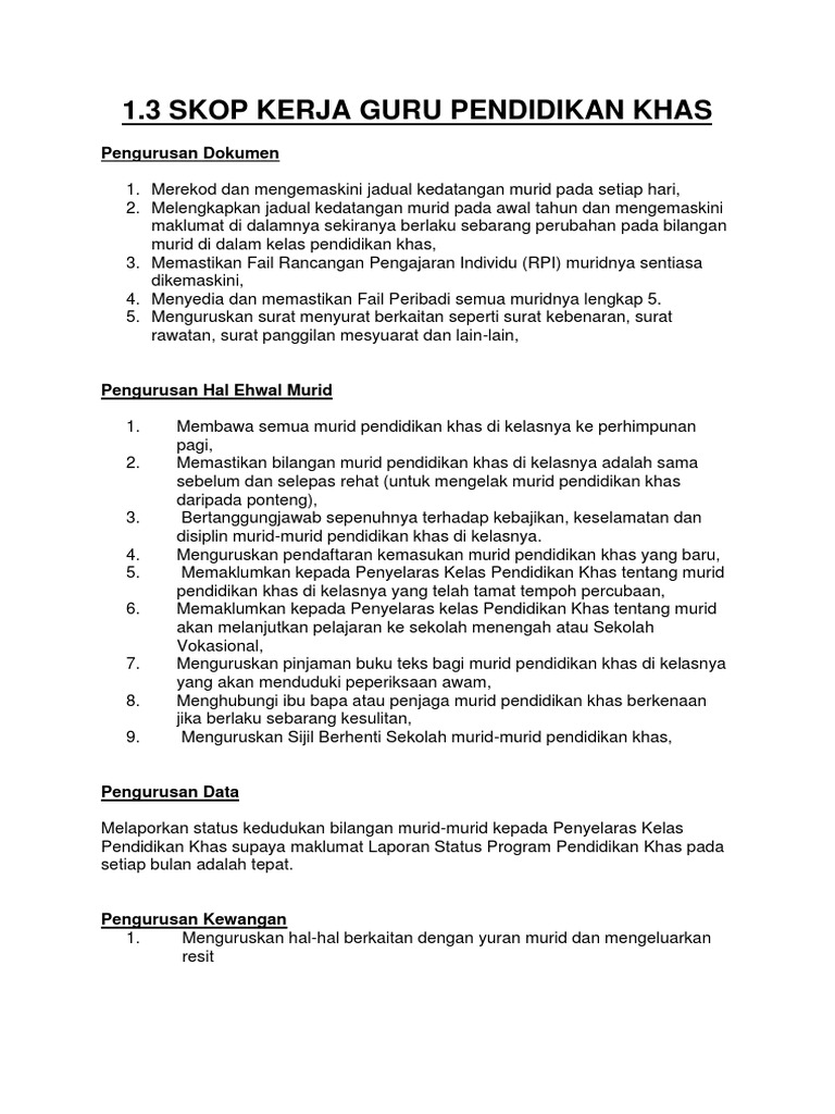 Skop Kerja Guru | PDF