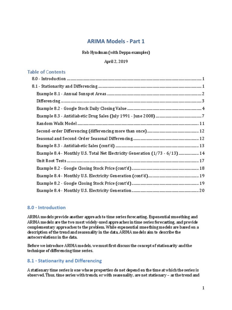 ARIMA Models - Part 1 Explained | PDF | Stationary Process ...