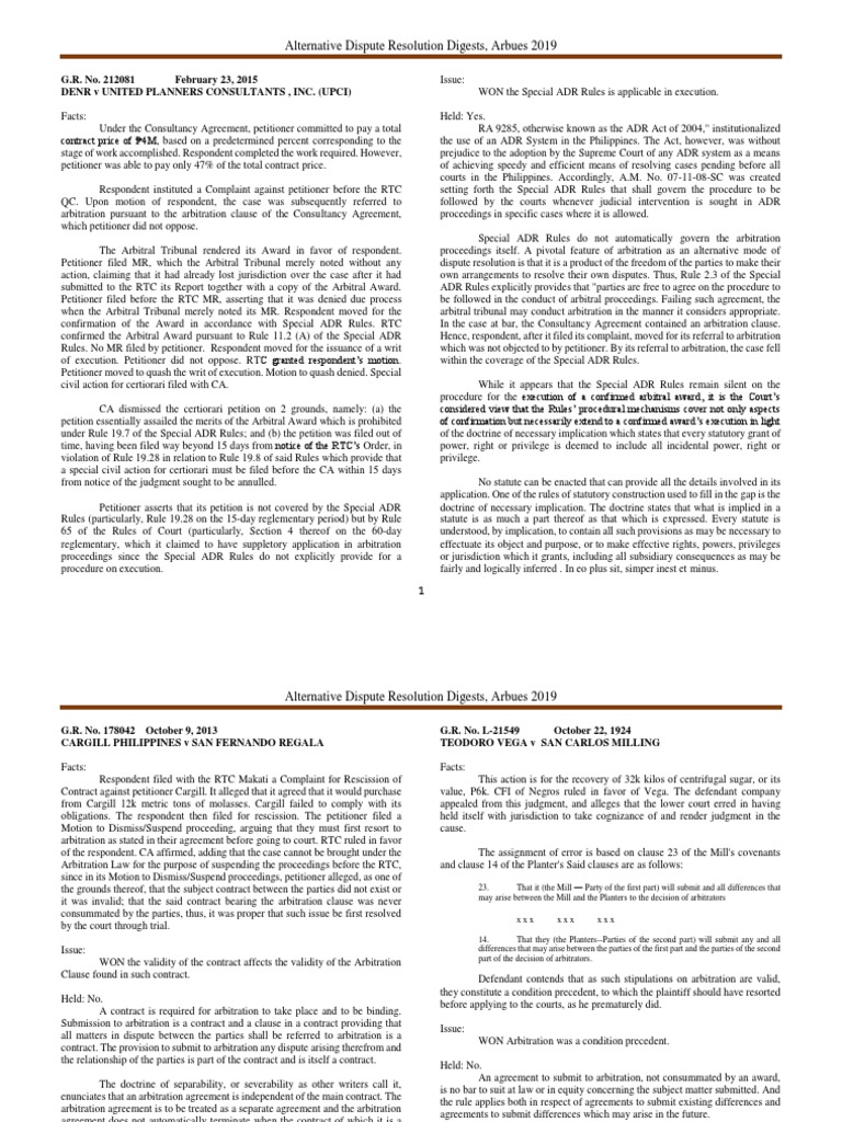 Digests ADR | PDF | Alternative Dispute Resolution | Arbitration