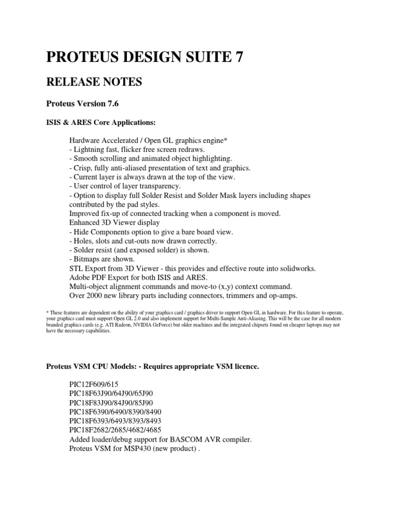 Proteus Design Suite 7: Release Notes | PDF | Simulation | Usb