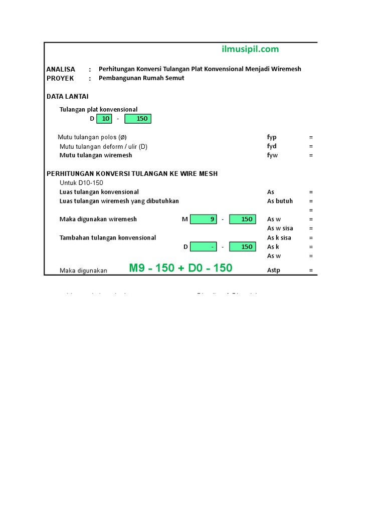 Konversi Besi Tulangan Ke Wire Mesh | PDF