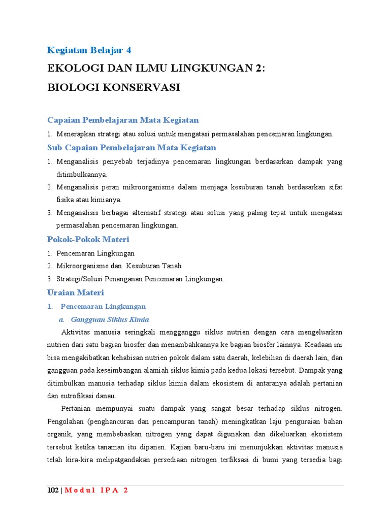 Modul PPG Ipa 2 - 4 Ekologi Dan Ilmu Lingkungan 2 - Biologi Konservasi | PDF