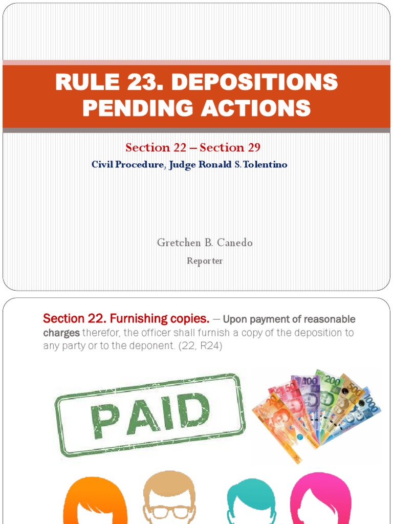 Rules and Procedures for Taking Depositions in Pending Civil Cases ...
