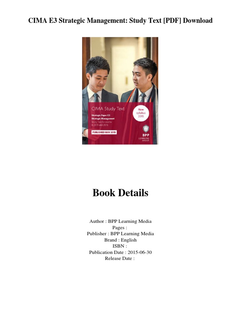 CIMA E3 Strategic Management: Study Text (PDF) Download | PDF | Career & Growth | Computers