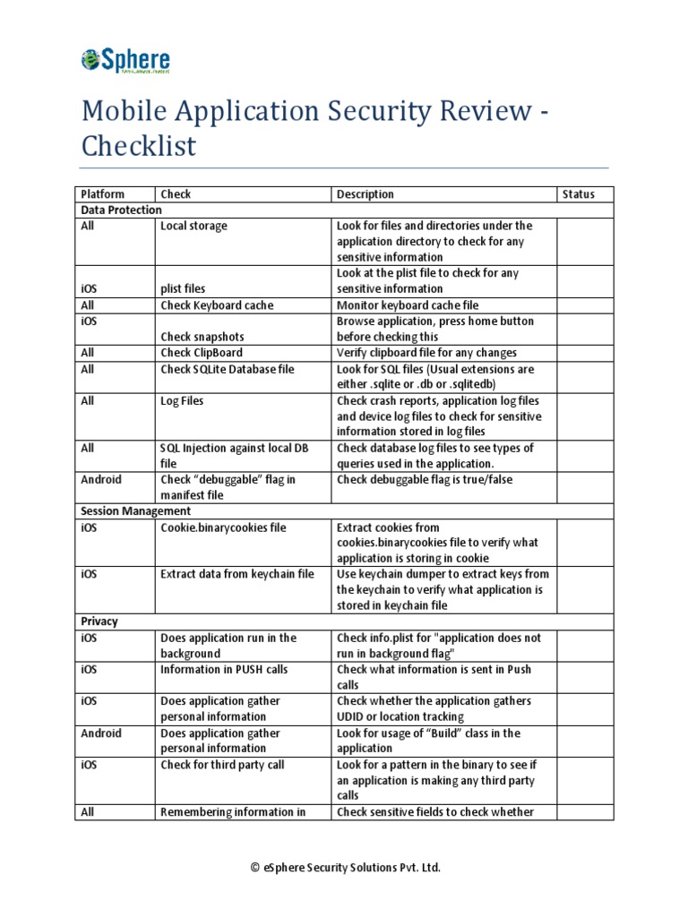 Mobile Application Security Review Checklist | PDF | Ios | Computer File