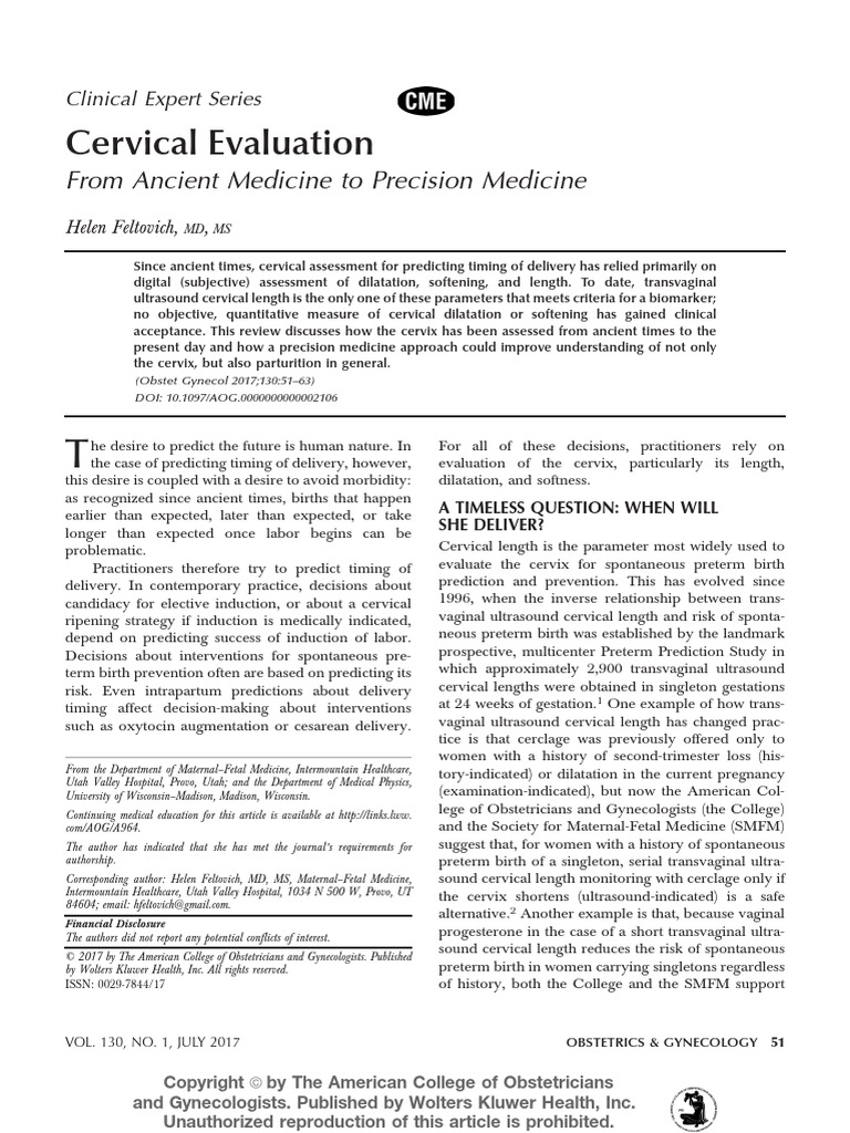 Cervical Evaluation ACOG | PDF | Childbirth | Preterm Birth